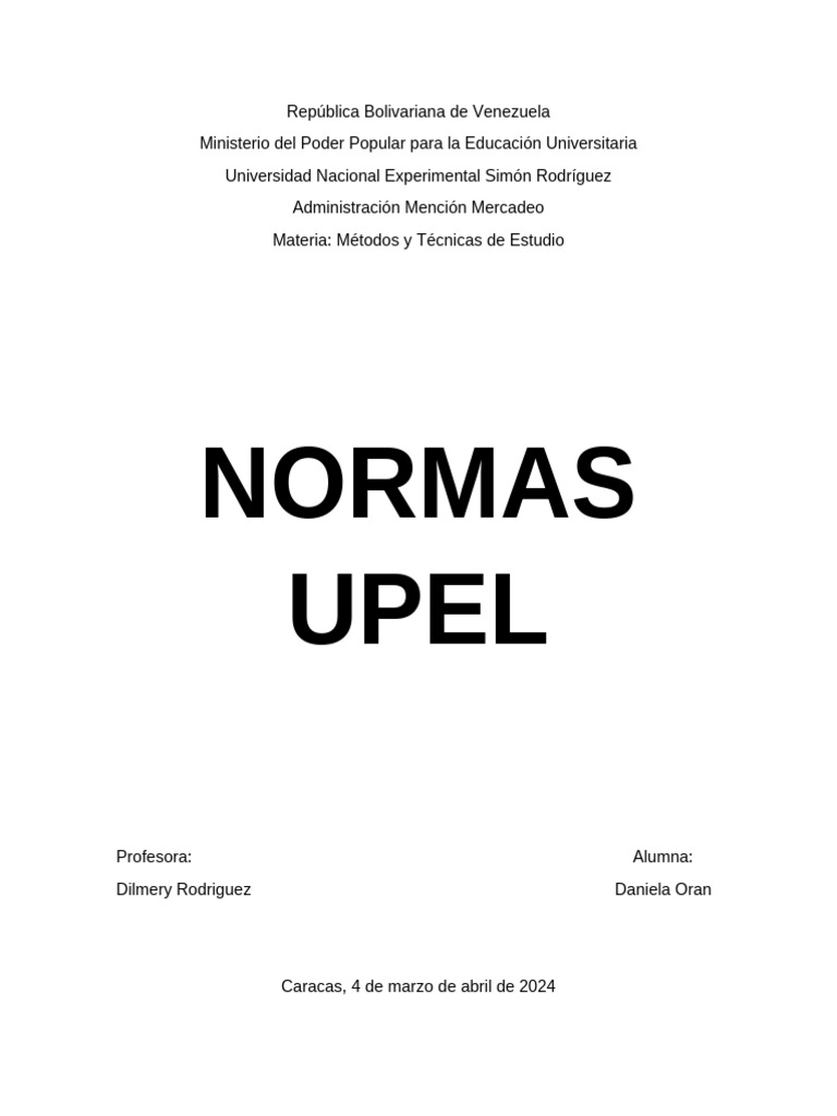 Normas Upel Daniela Oran | PDF