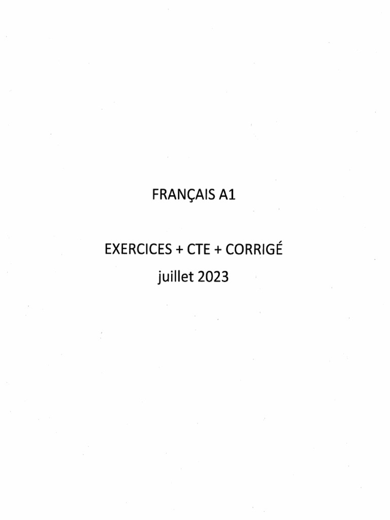 Français EXERCICES A1 CTE A1 COR | PDF
