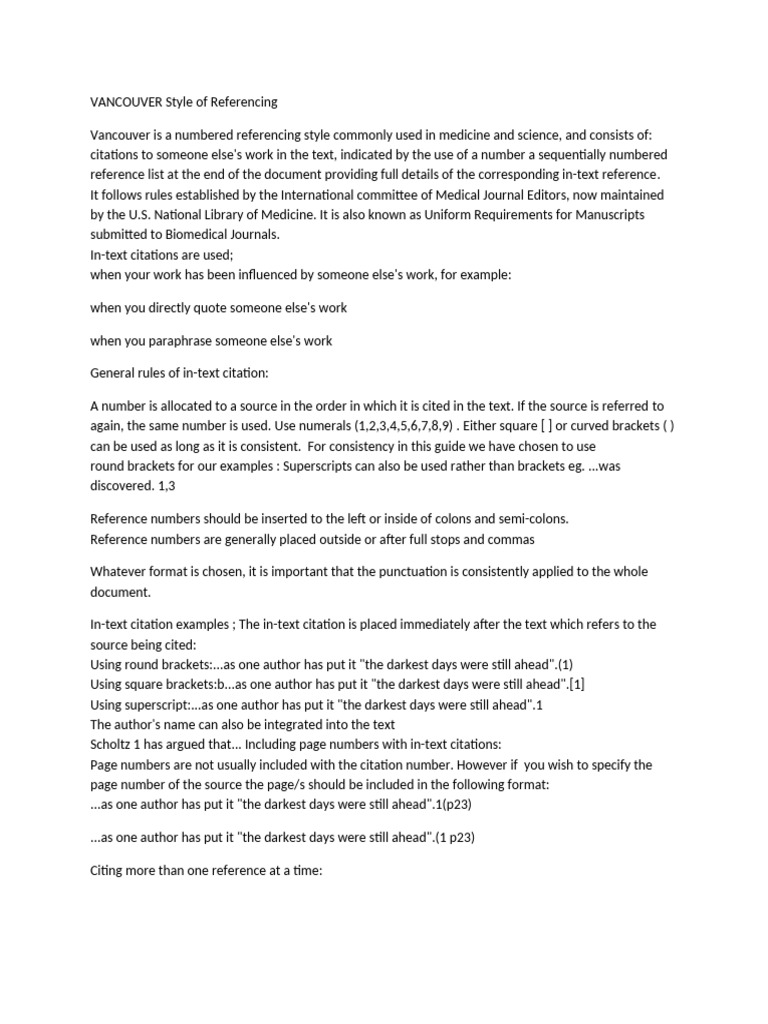 VANCOUVER Style | PDF