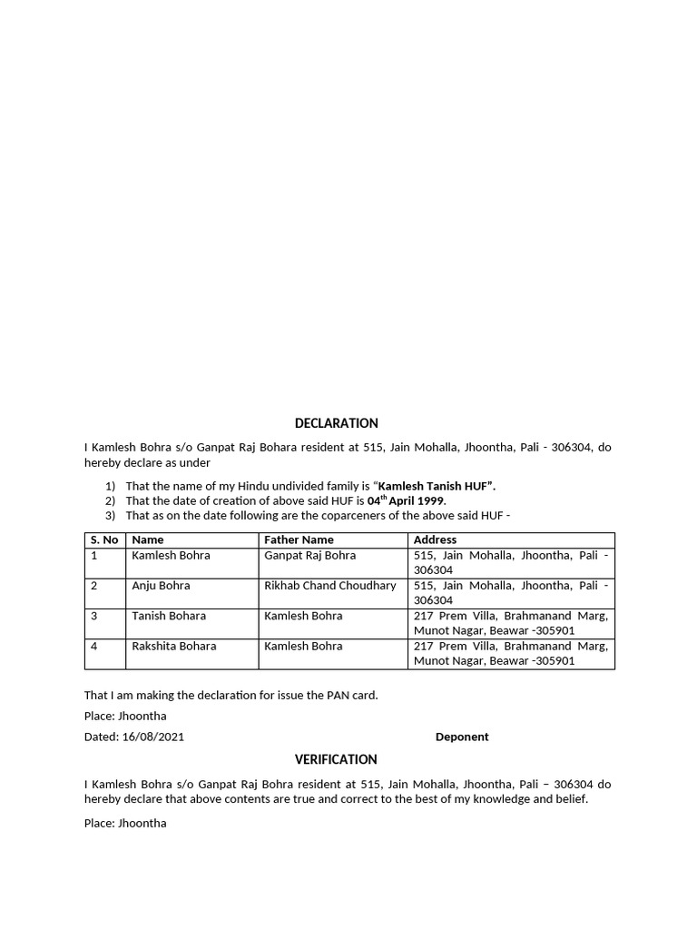 Kamlesh Tanish HUF | PDF | Sports & Recreation