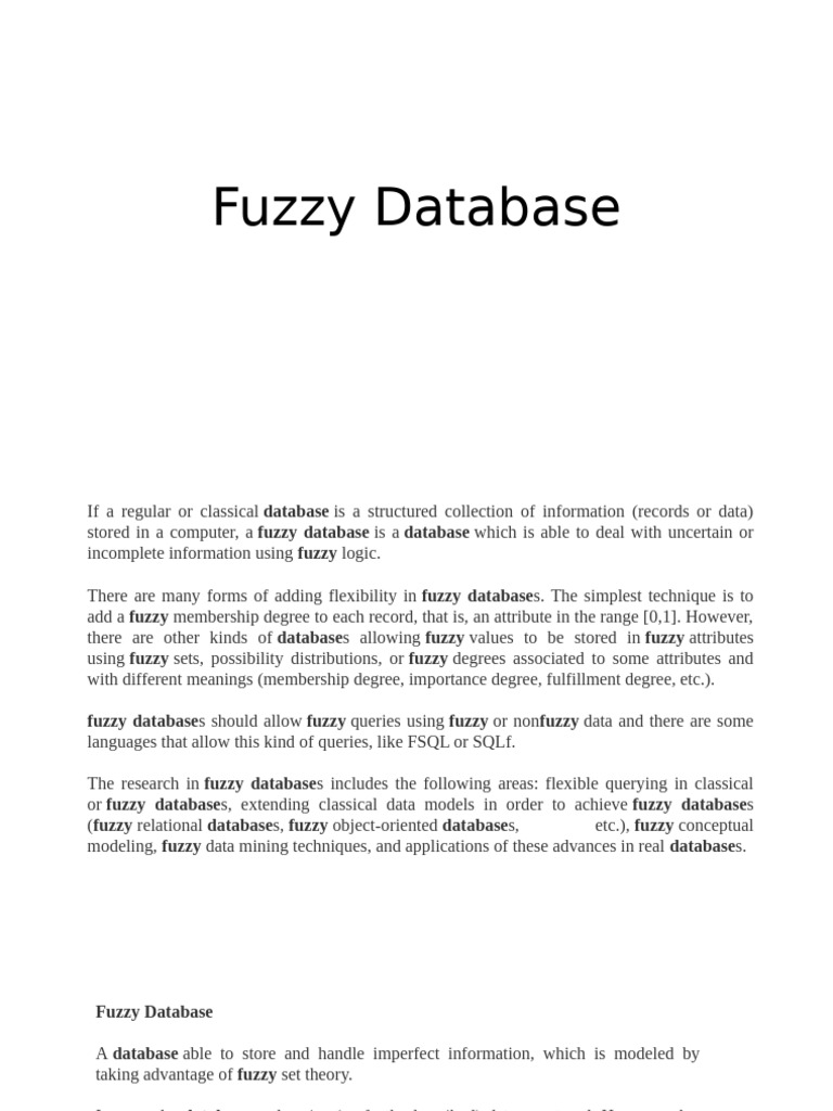 Fuzzy Database | PDF