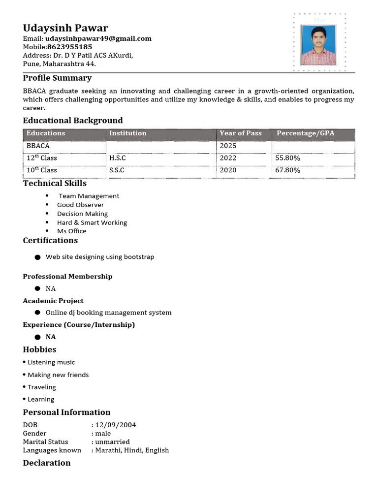 Freshare Resume For Uday | PDF