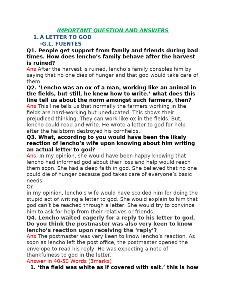 Important Question and Answers | PDF