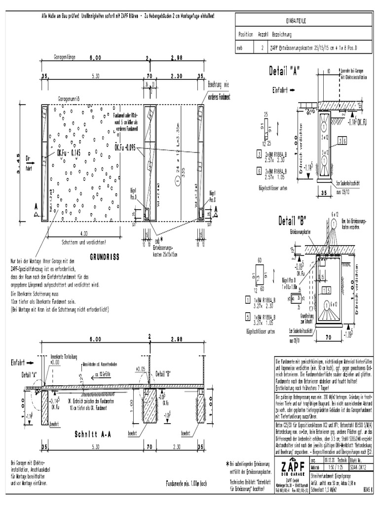 Fundamentplan 1 Zapf Garage | PDF