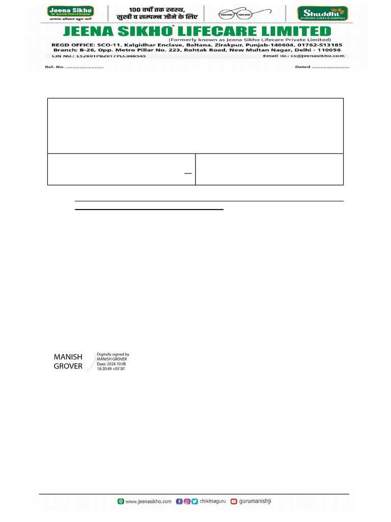 JSLL 08102024183637 JSLL Reg 74 Signed | PDF | Financial Markets ...
