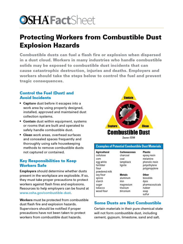 Protecting Workers From Combustible Dust Explosion Hazards-1 | PDF