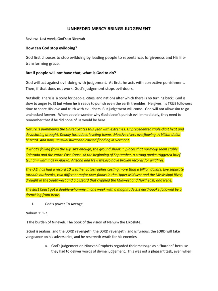 Unheeded Mercy Brings Judgement | PDF