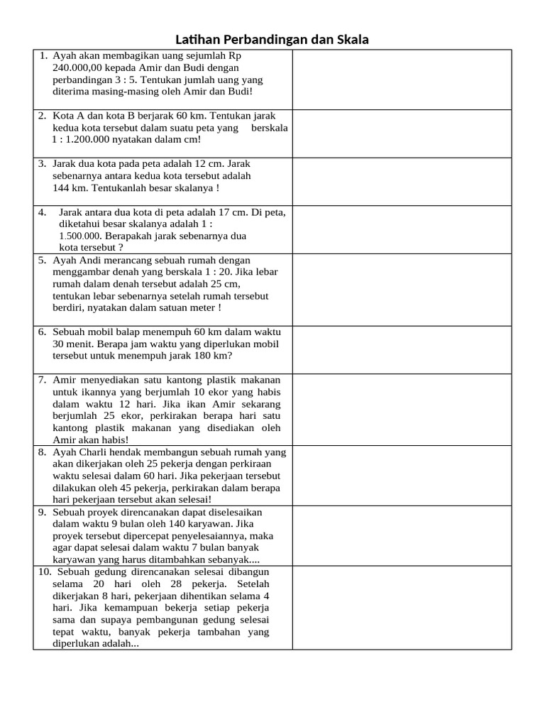Latihan Perbandingan dan Skala | PDF