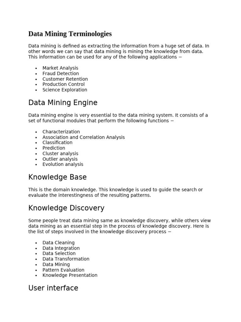 Data Mining Terminologies | PDF