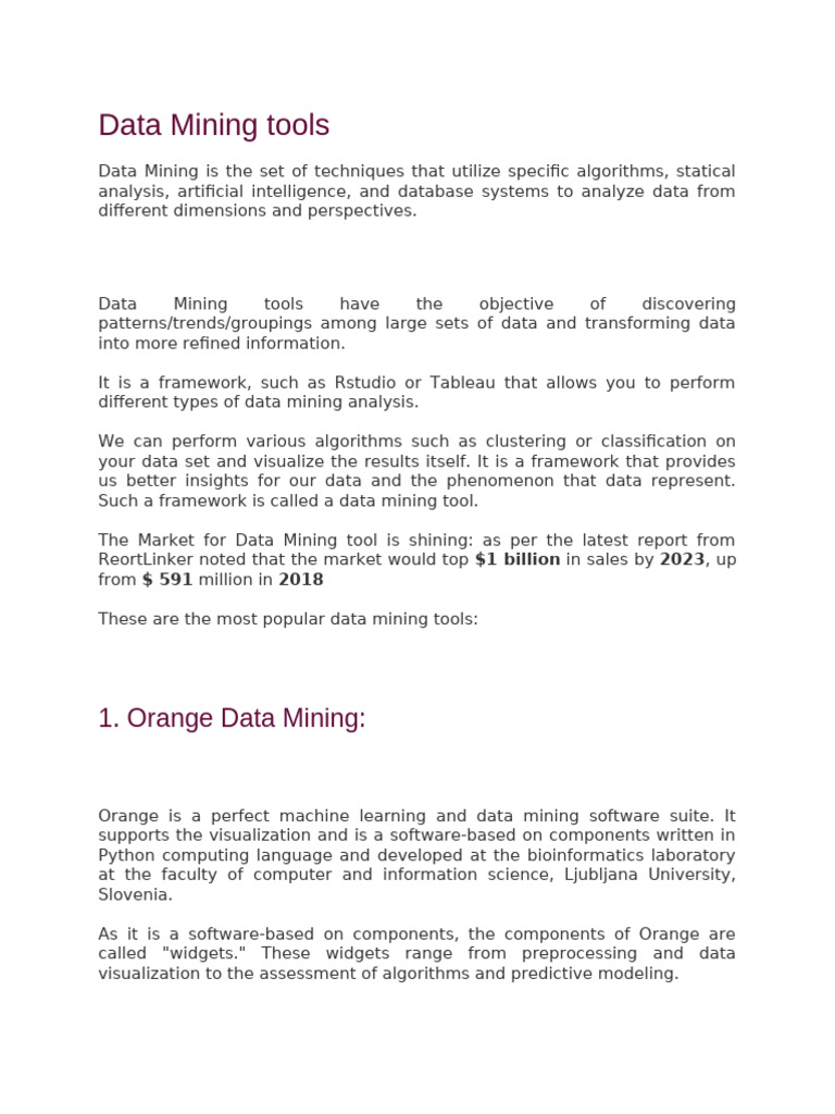 Data Mining Tools Pdf