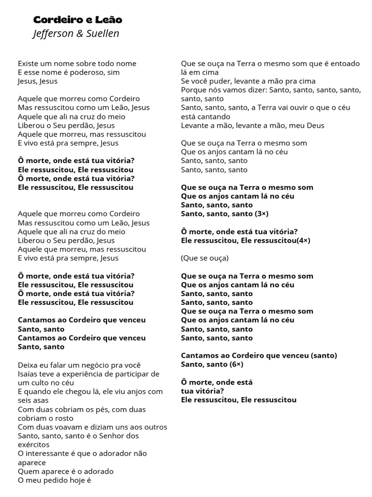 Cordeiro e Leão Jefferson & Suellen - 20240926 - 142458 - 0000 | PDF | Santo | Religião e ...