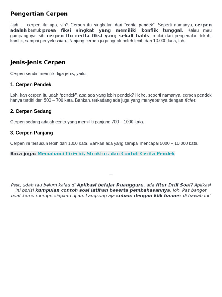 Pengertian Cerpen | PDF