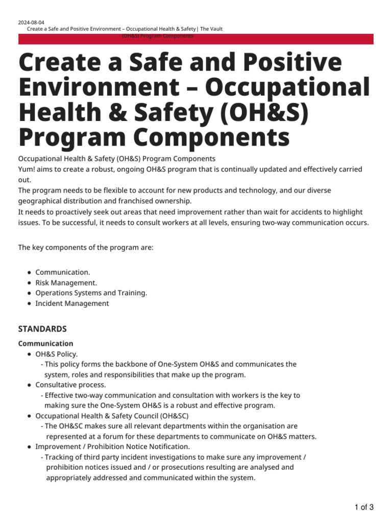 Create A Safe and Positive Environment Occupational Health Safety OHS ...