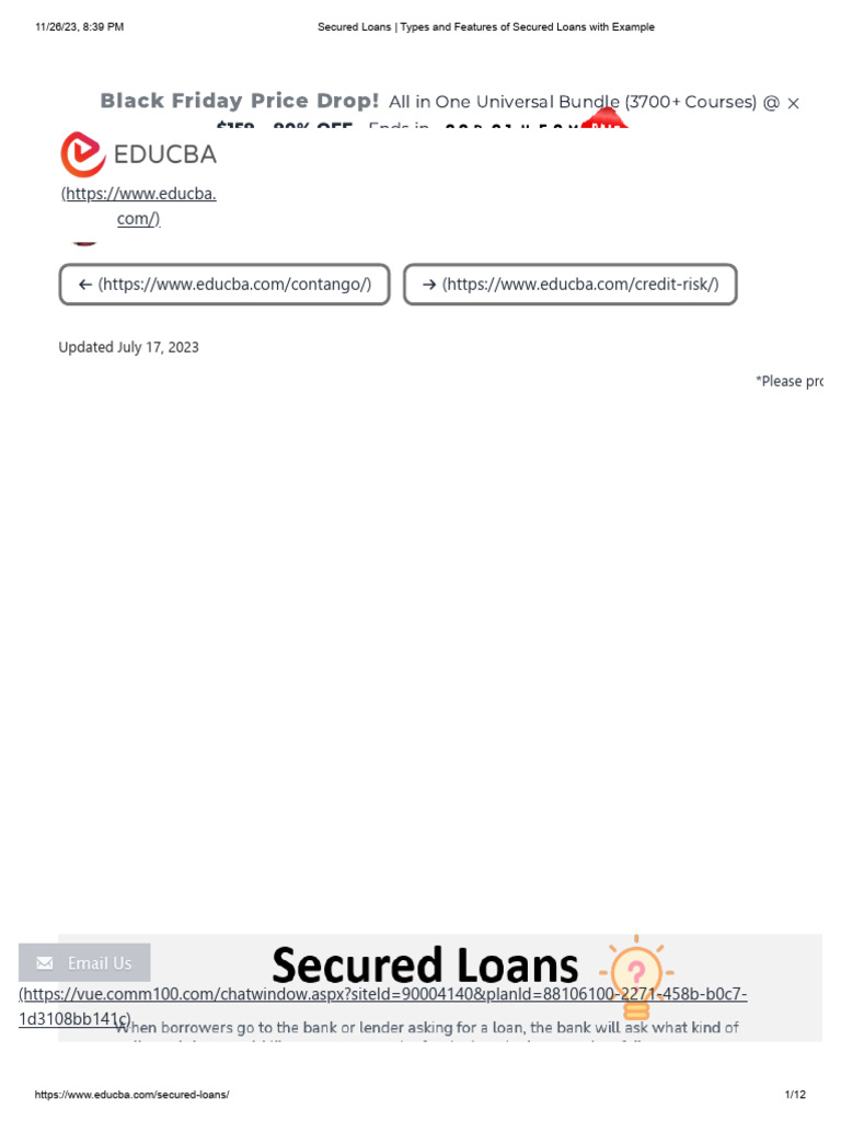 Secured Loans - Types and Features of Secured Loans With Example | PDF