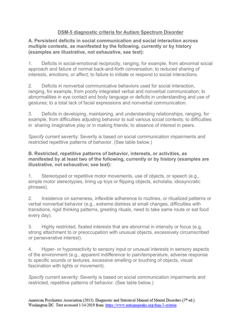 2-1 DSM5 Criteria | PDF