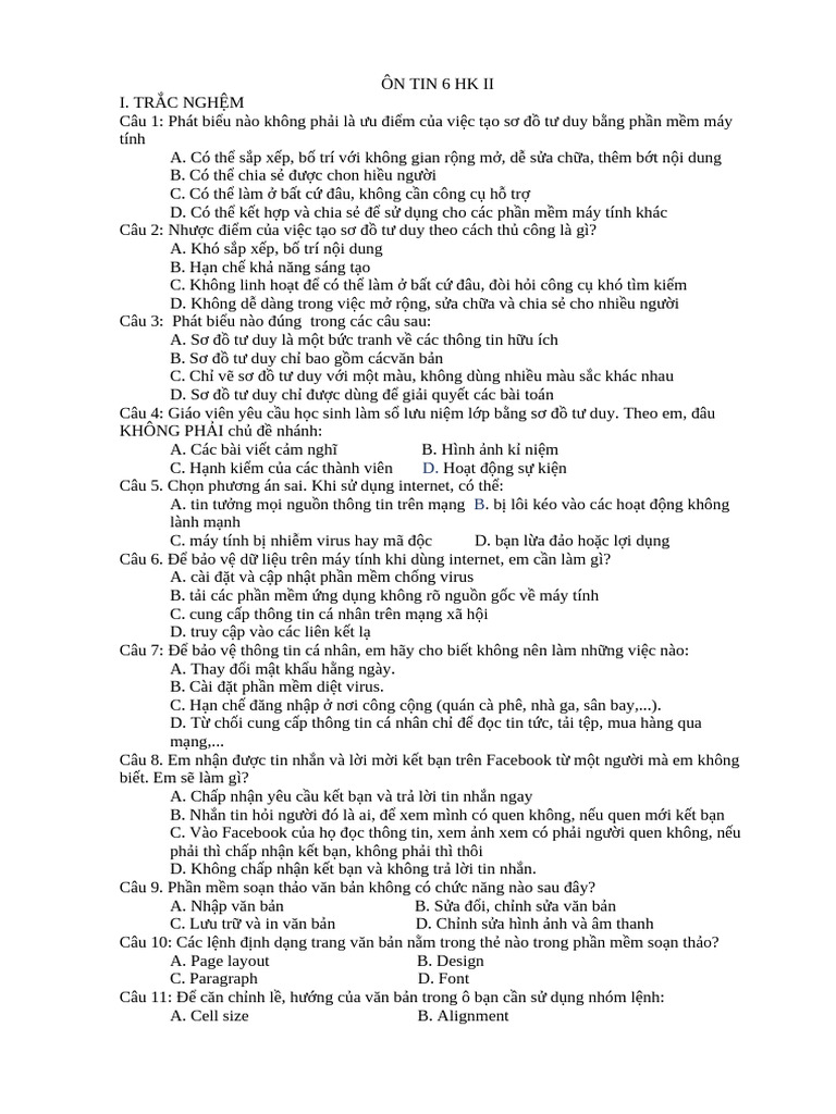 Ôn Tin 6 HK Ii | PDF