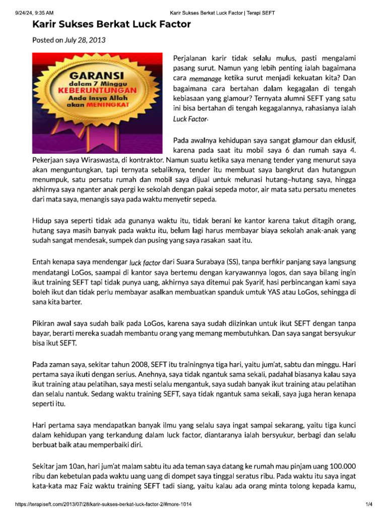 Luck Factor Seft | PDF