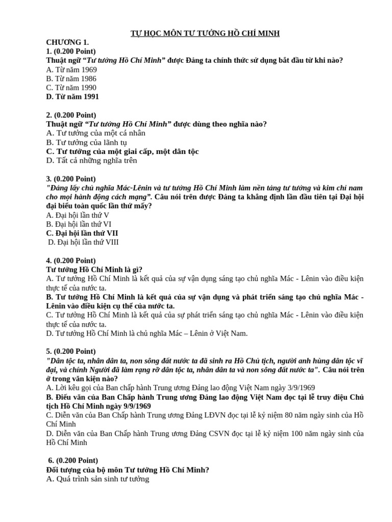 Ôn Tập Môn TTHCM 1 | PDF