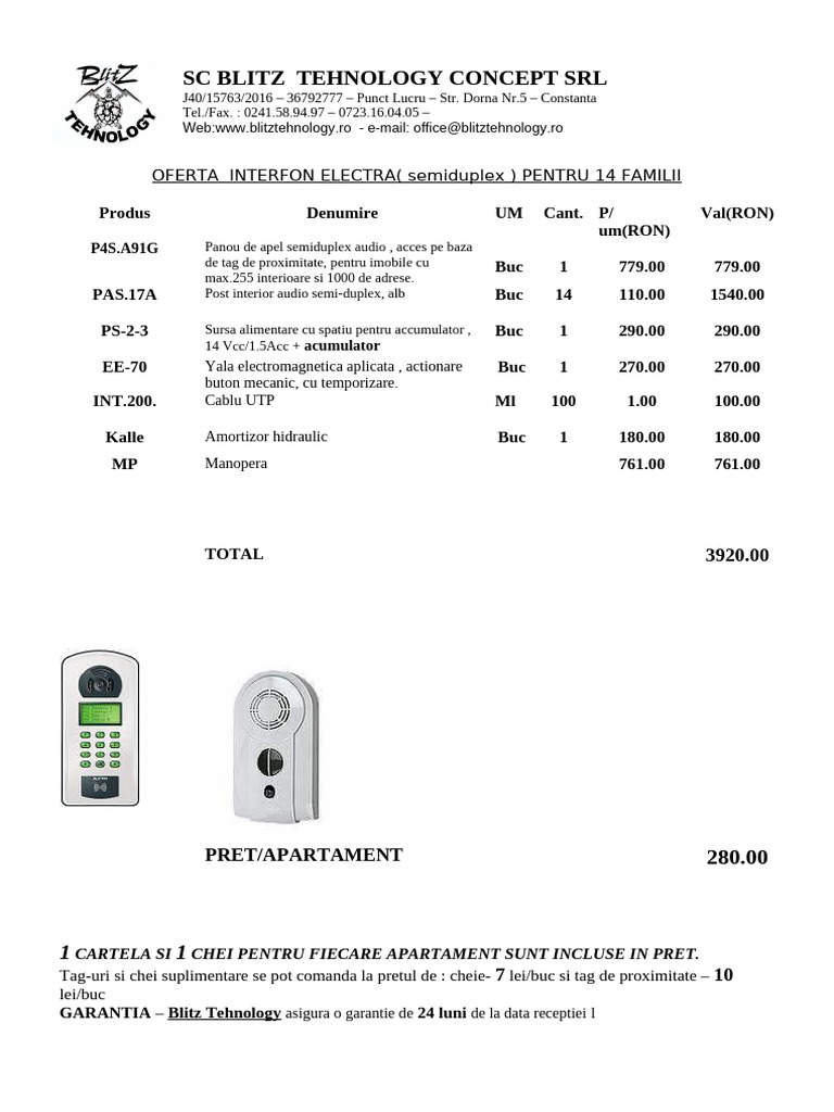 Interfon Electra 14 FAM. M.N BTC24 | PDF