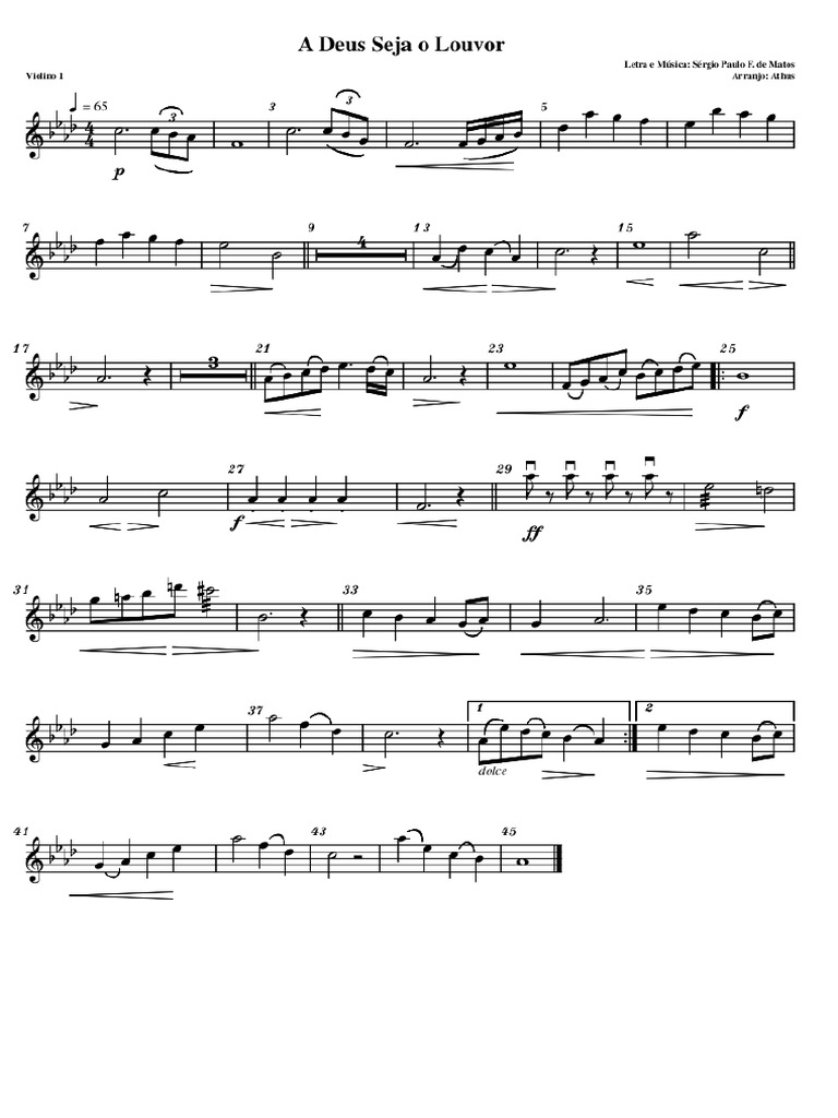 A Deus Seja o Louvor - Violino 1 | PDF