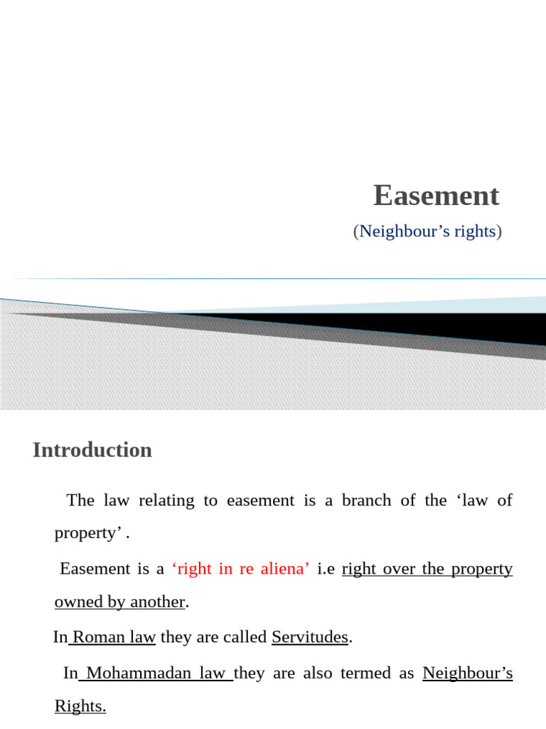 Easement Rights of A Neighbor in Indian Law | PDF | Easement | Civil ...