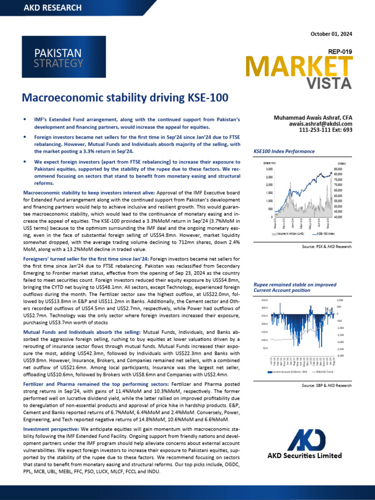 Pakistan Strategy - Macroeconomic Stability Driving KSE-100, (AKD Daily ...