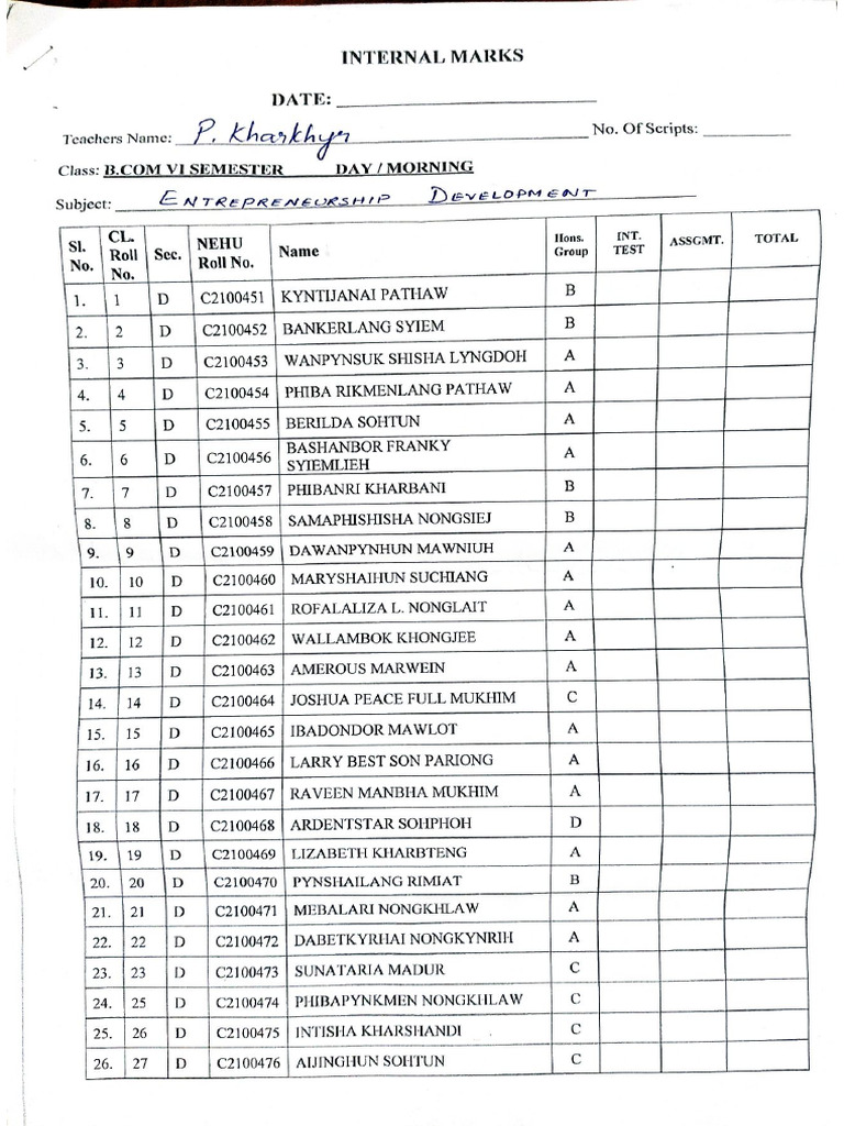ED ,INTERNAL MARKS | PDF