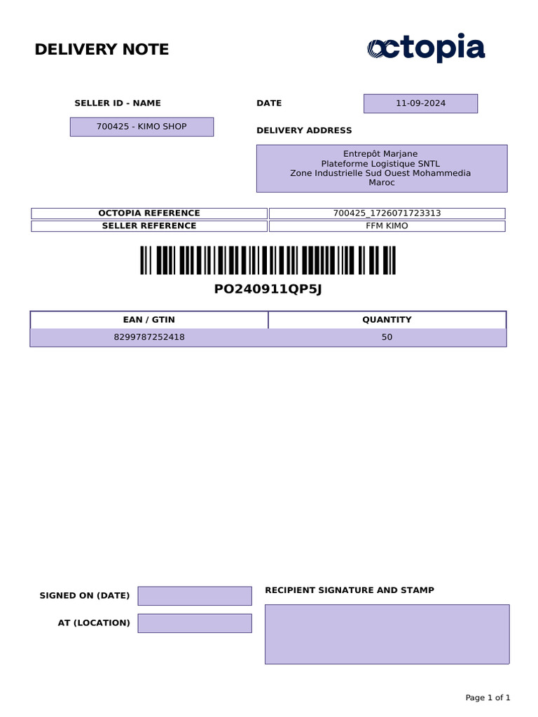 Bon de Livraison - CDA - FFM KIMO | PDF