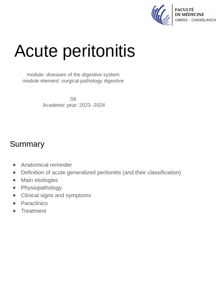 Peritonitis | PDF