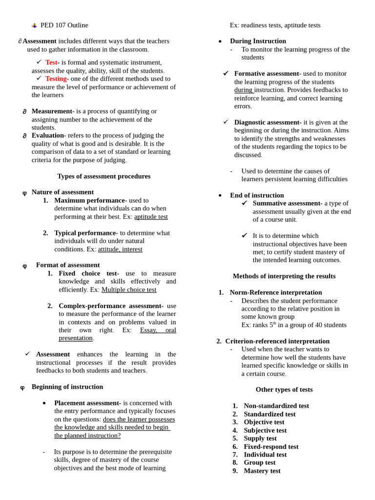 PED 107 Outline | PDF