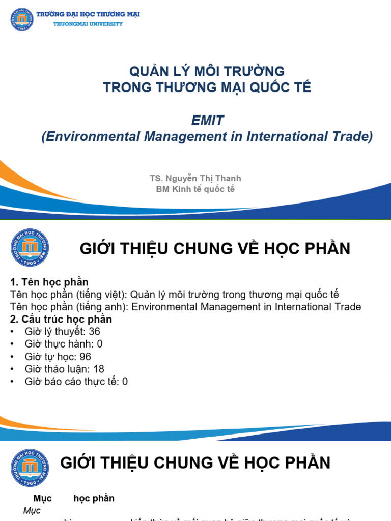 Chương 1 - QLMT Trong TMQT | PDF