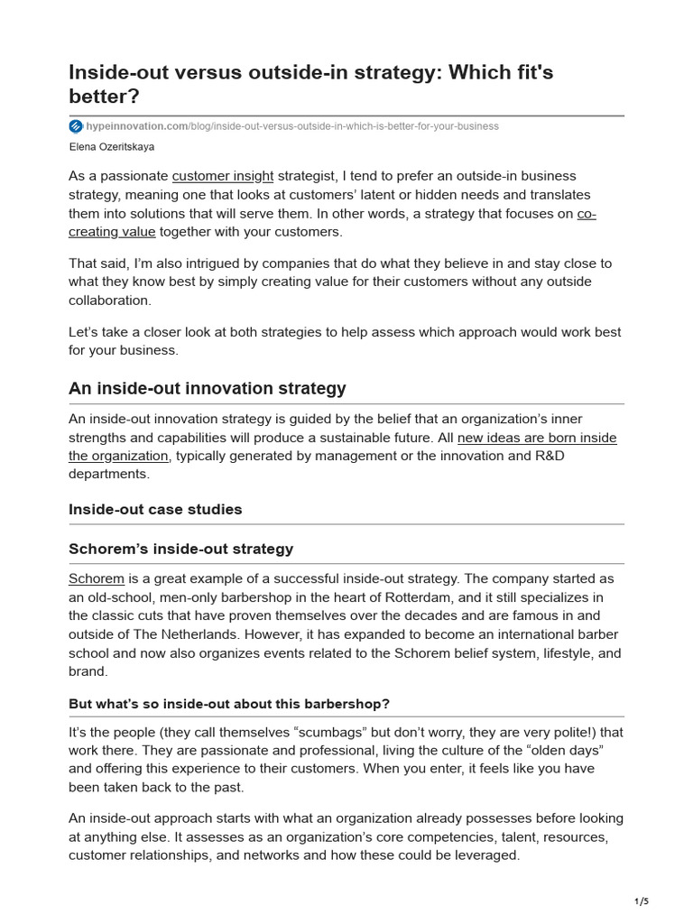 Inside-Out Versus Outside-In Strategy Which Fits Better | PDF ...