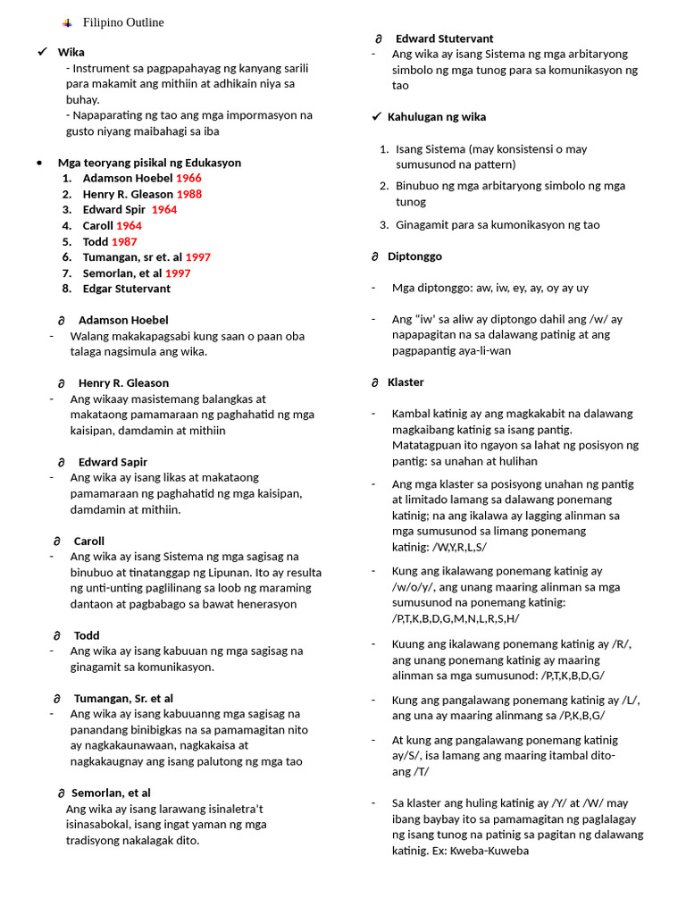 Filipino Outline | PDF