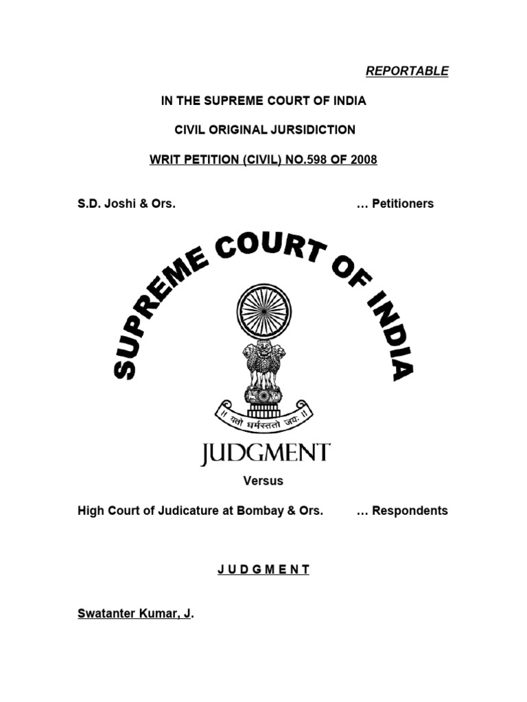 SD Joshi V HC of Bombay | PDF