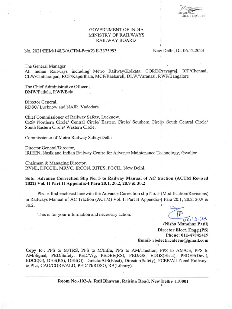 RB Letter DT 06 - 12 - 2023 Reg - Advance Correction Slip No - 5 To ...