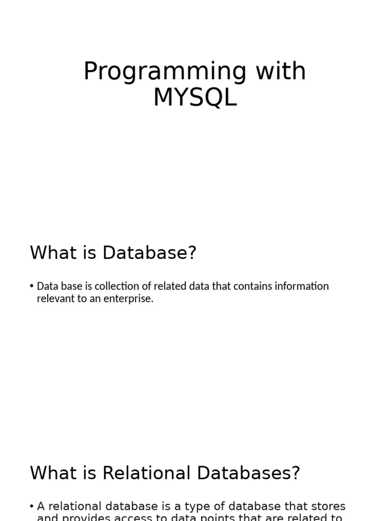 Programming With MYSQL - New | PDF