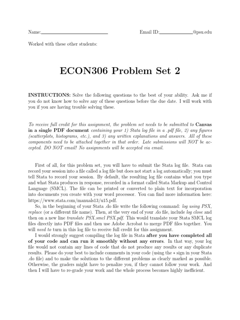 ECON 306 Problem Set 2 | PDF