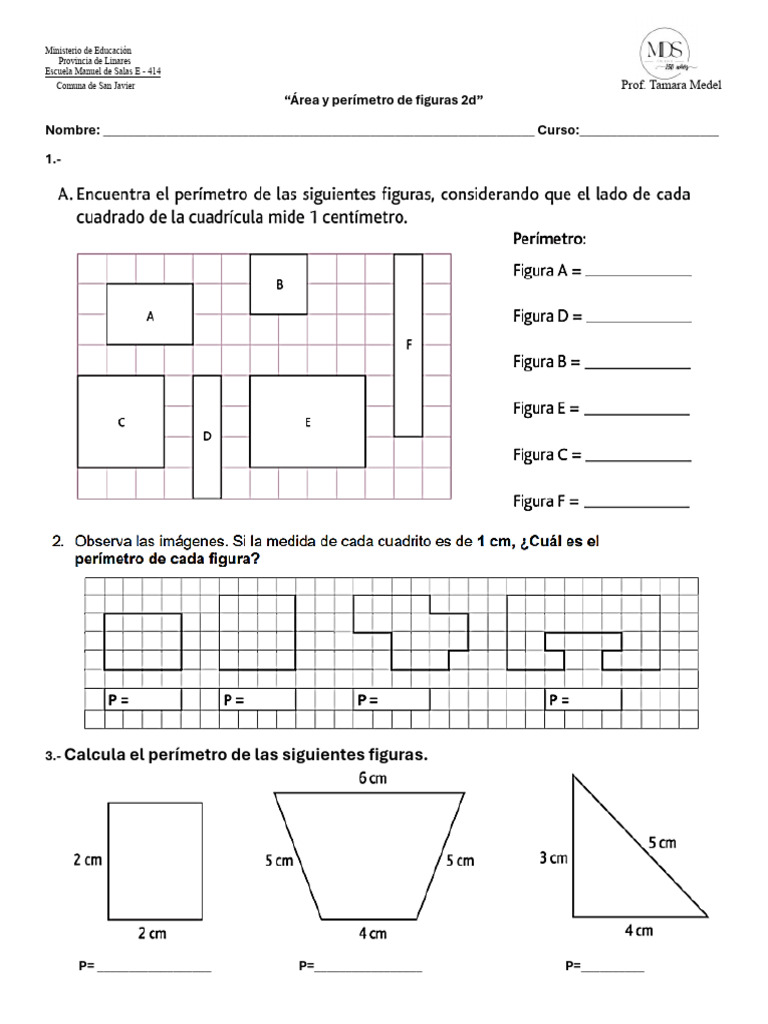 Área y Perímetro de Figuras 4to Básico | PDF