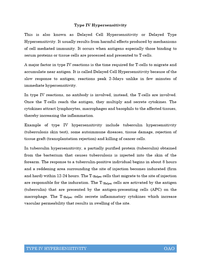 Type IV Hypersensitivity | PDF