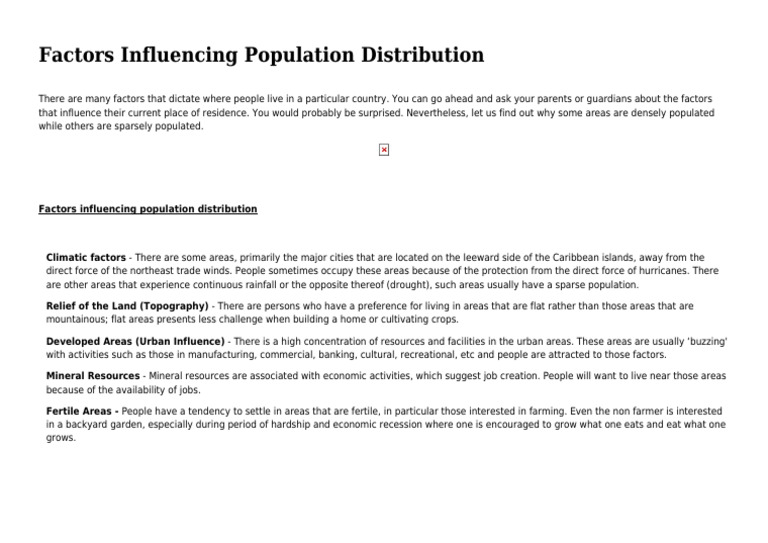 Human Res 3. Factors-Influencing-Population-Distribution | PDF