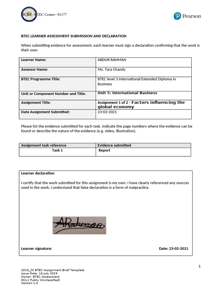 IB Assignment - 1 DEC | PDF