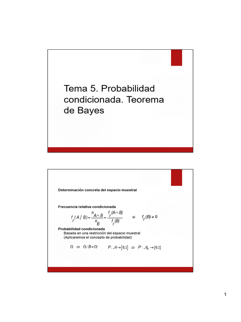 Tema 5. Probabilidad Condicionada. Teorema de Bayes | PDF
