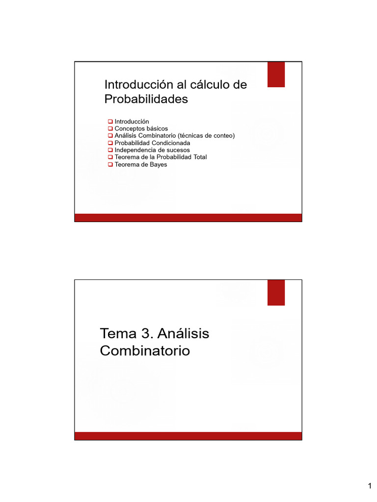 Tema 3 Y 4. Combinatoria e Introducción Al Cálculo de Probabilidades | PDF