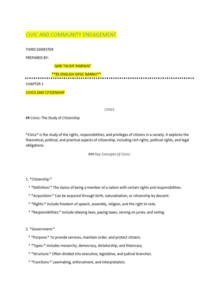 Civic and Community Engagement | PDF | Non Governmental Organization ...