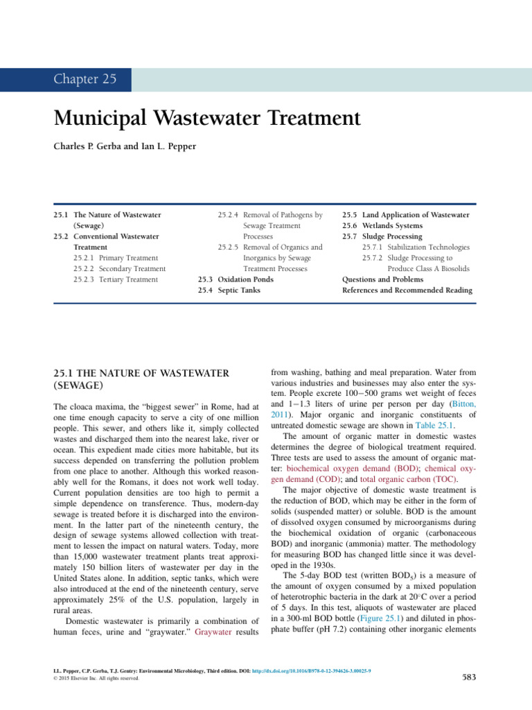 LECTURA_1_Chapter 25. Municipal Wastewater Treatment_compressed | PDF