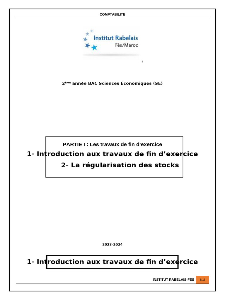 1 - L'inventaire Et La Régularisation Des Stocks | PDF