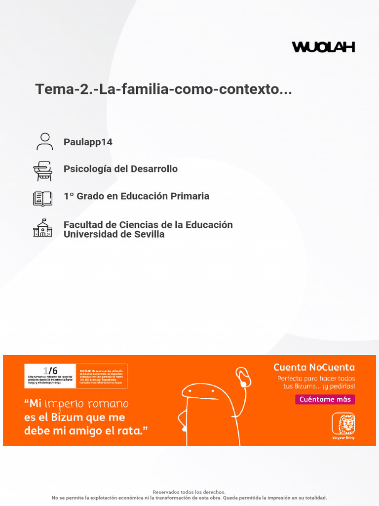 Wuolah Free Tema 2. La Familia Como Contexto Del Desarrollo Infantil | PDF