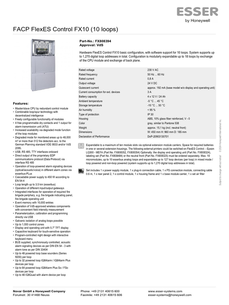 FX808394 - FACP FlexES Control FX10 10 Loops | PDF