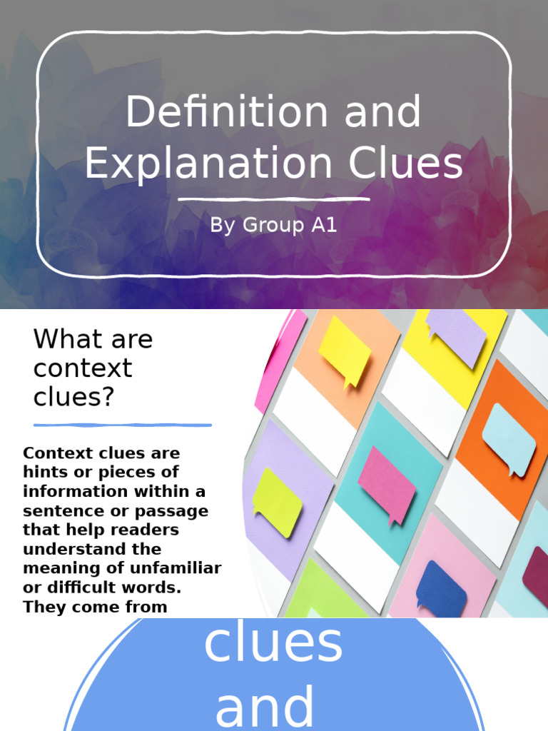 Definition and Explanation Clues - A1 - Made by A1 | PDF