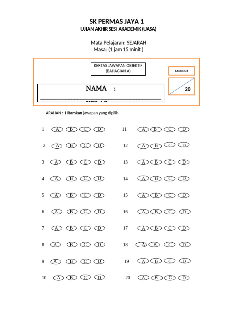 Omr 20 Soalan | PDF